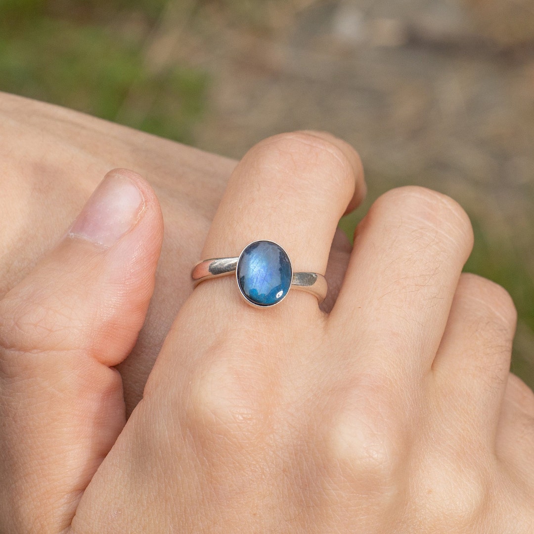 Oval Spectrolite Ring Blue Green or Multi Color - Etsy