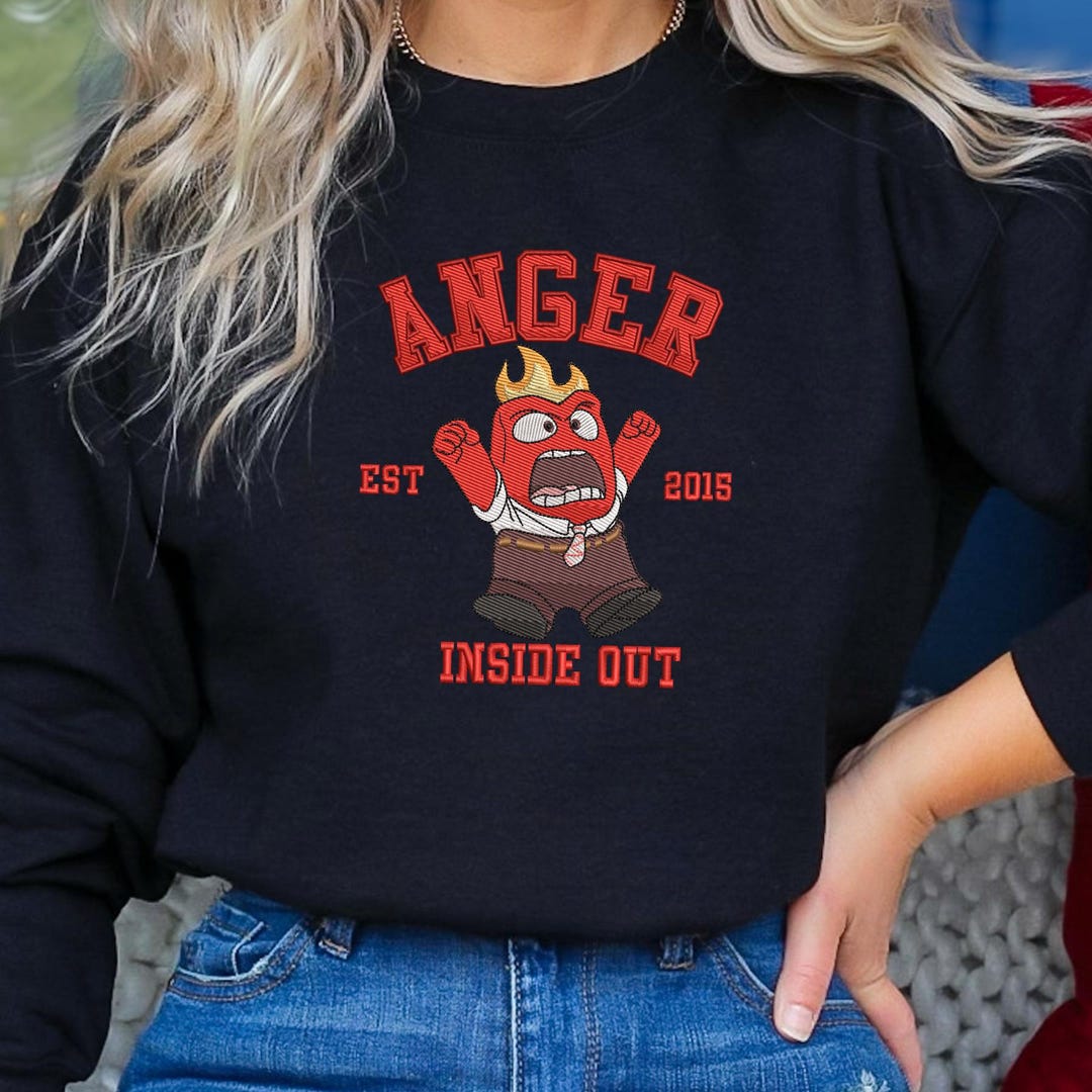 Embroidered Inside Out Anger Character Sweatshirt Crewneck, Inside Out ...