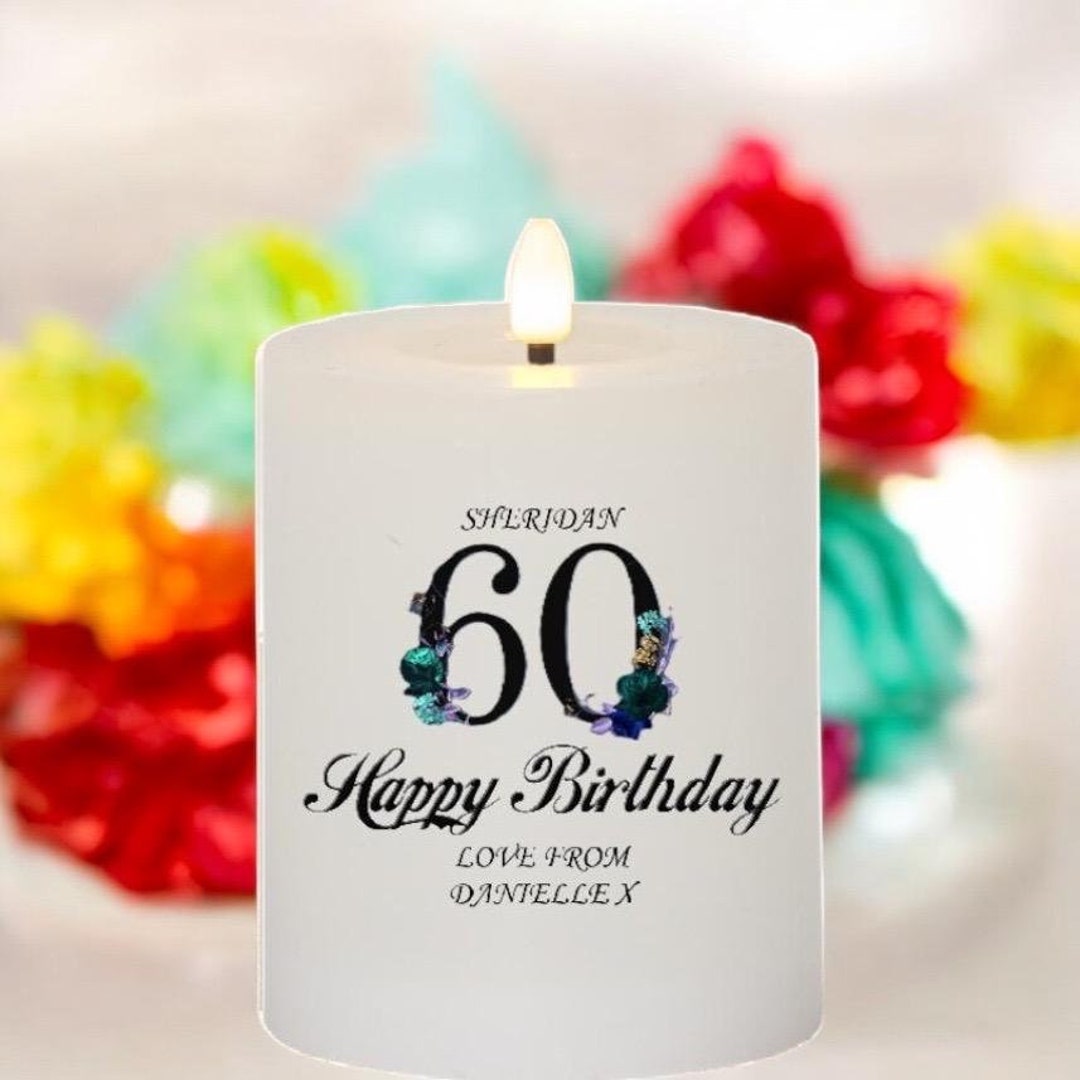 Personalised Happy Birthday Candle With Custom Name and Age, Floral ...