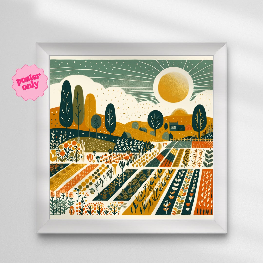 Allotment Print | Risograph Print-inspired, Minimalist Scandinavian ...