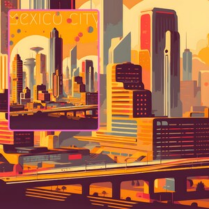 Mexico City Skyline Futuristic Poster - Midcentury Modern Sci-fi Art ...