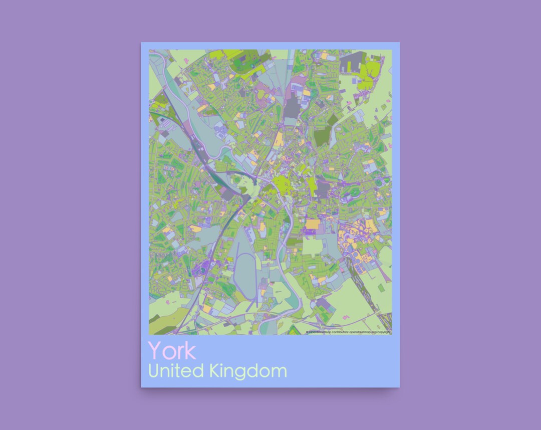 YORK City Map Minimalist & Vibrant City Poster 3:4 Aspect - Etsy