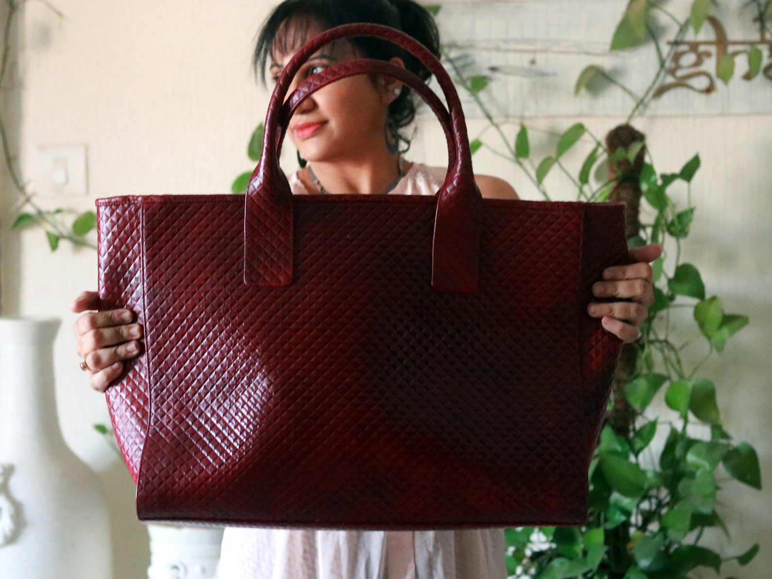 XL FORMAL BAG in Leather Big Size Semi Casual Leather Handbag Office ...
