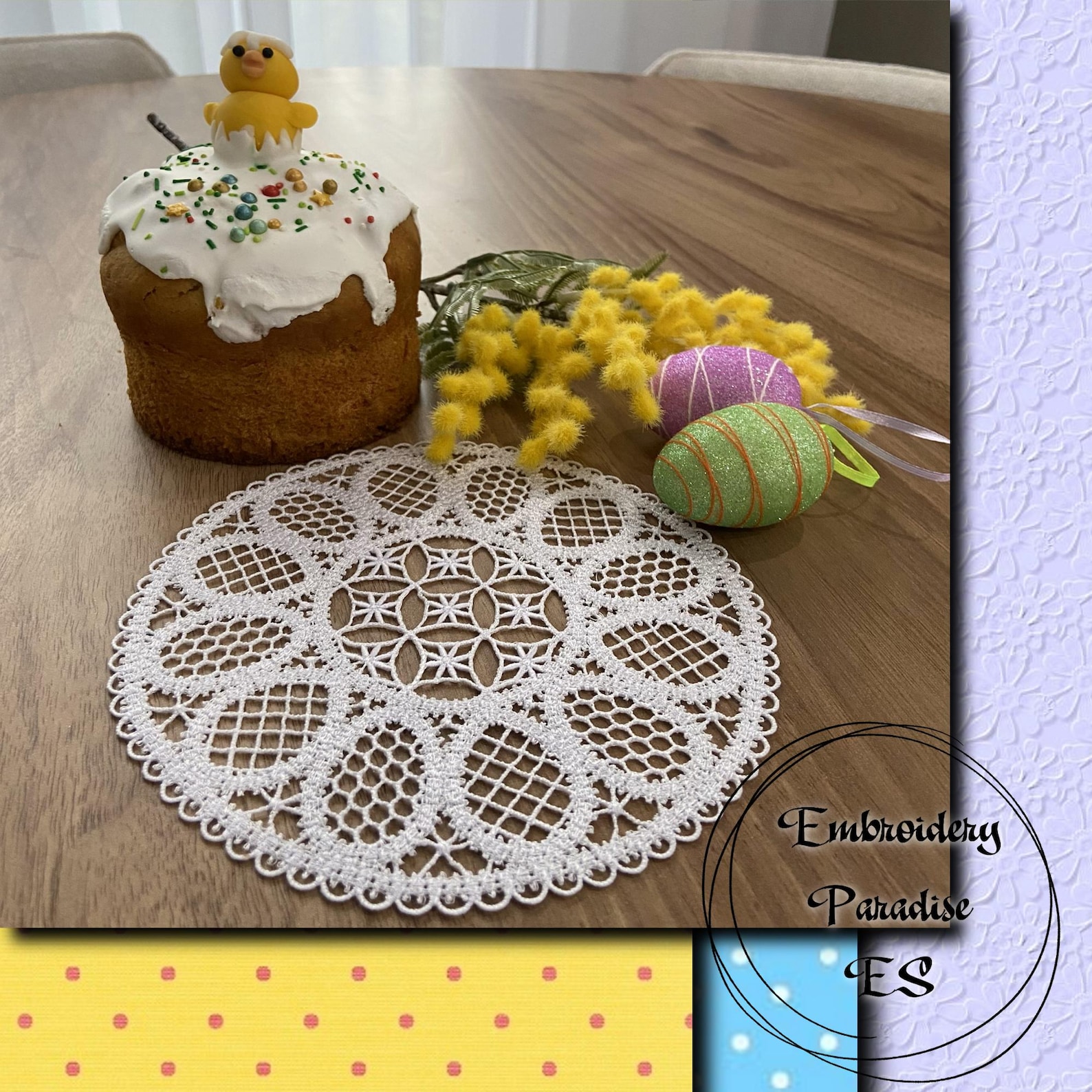 Exclusive Easter Lace Doily. Machine Embroidery Design. Battenberg Lace ...