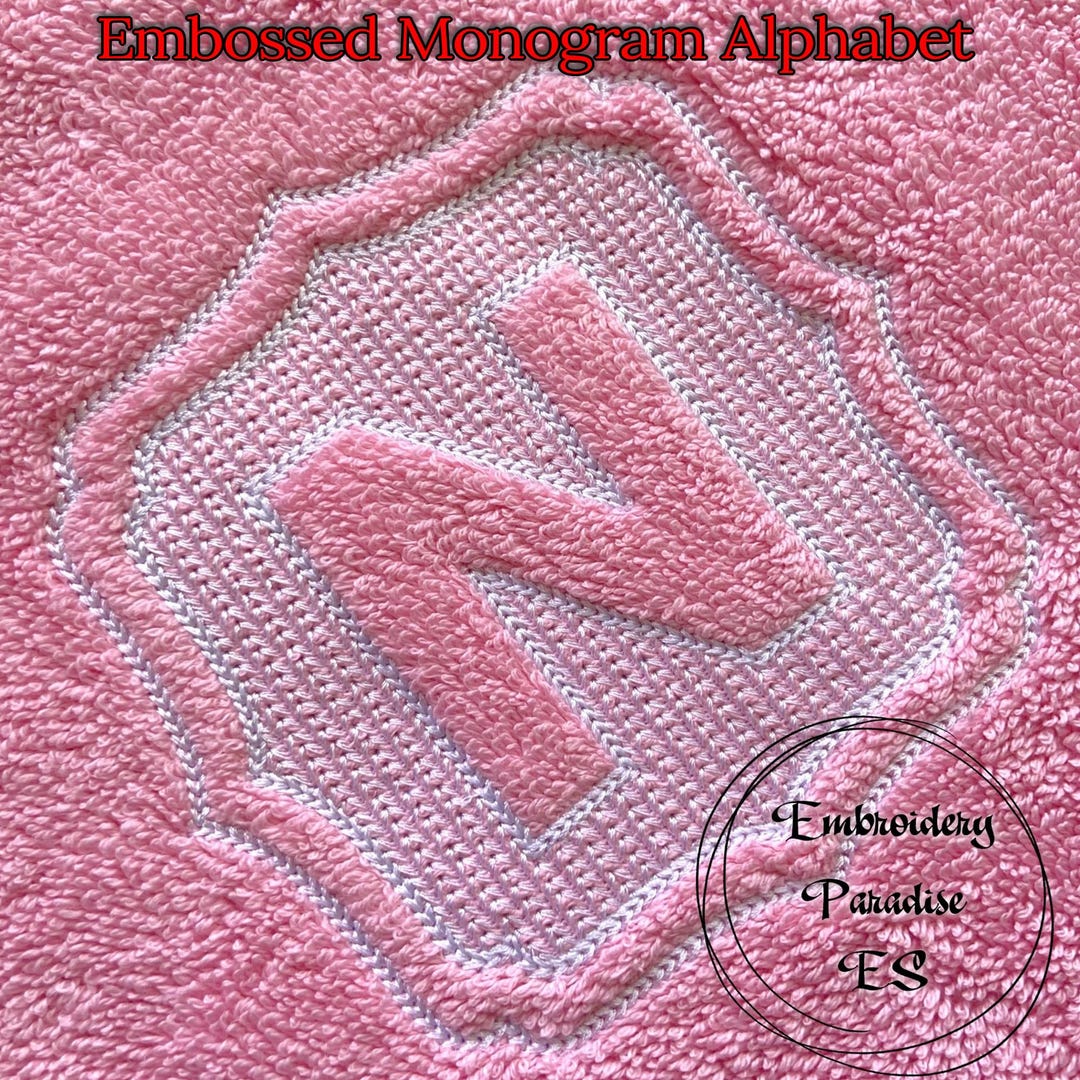 Embossed Monogram Alphabet – Machine Embroidery Design for Terry Towels ...