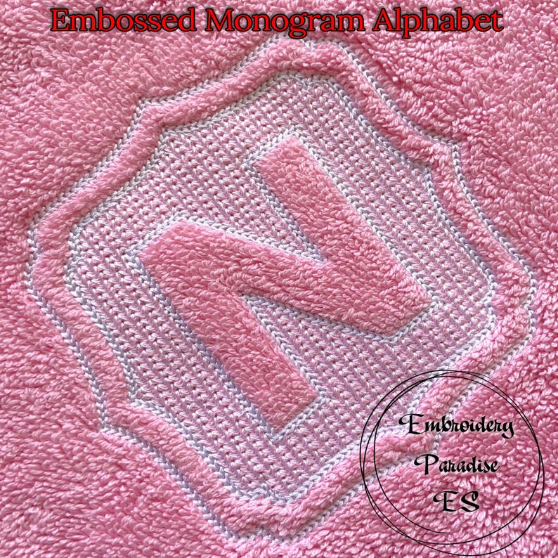 Embossed Monogram Alphabet – Machine Embroidery Design for Terry Towels ...