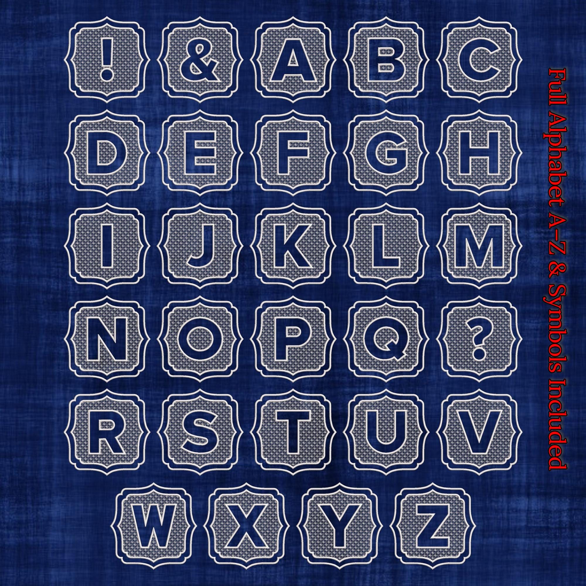 Embossed Alphabet Embroidery Designs – Monogram Letters A–Z, 3 Sizes ...