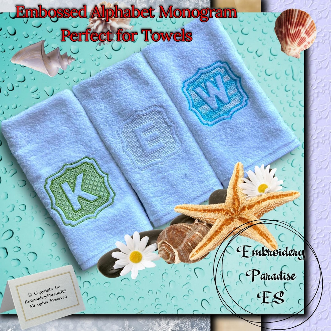 Embossed Alphabet Embroidery Designs – Monogram Letters A–Z, 3 Sizes ...