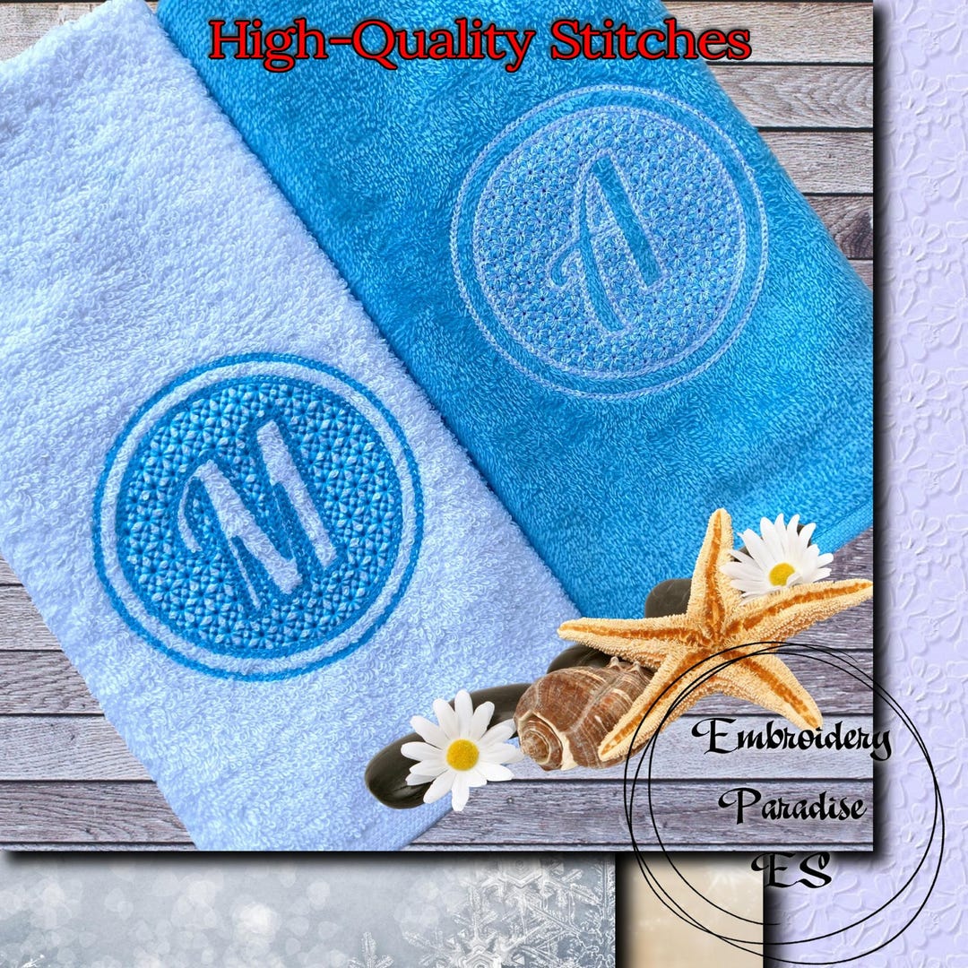 Embossed Monogram Alphabet – Machine Embroidery Design for Terry Towels ...