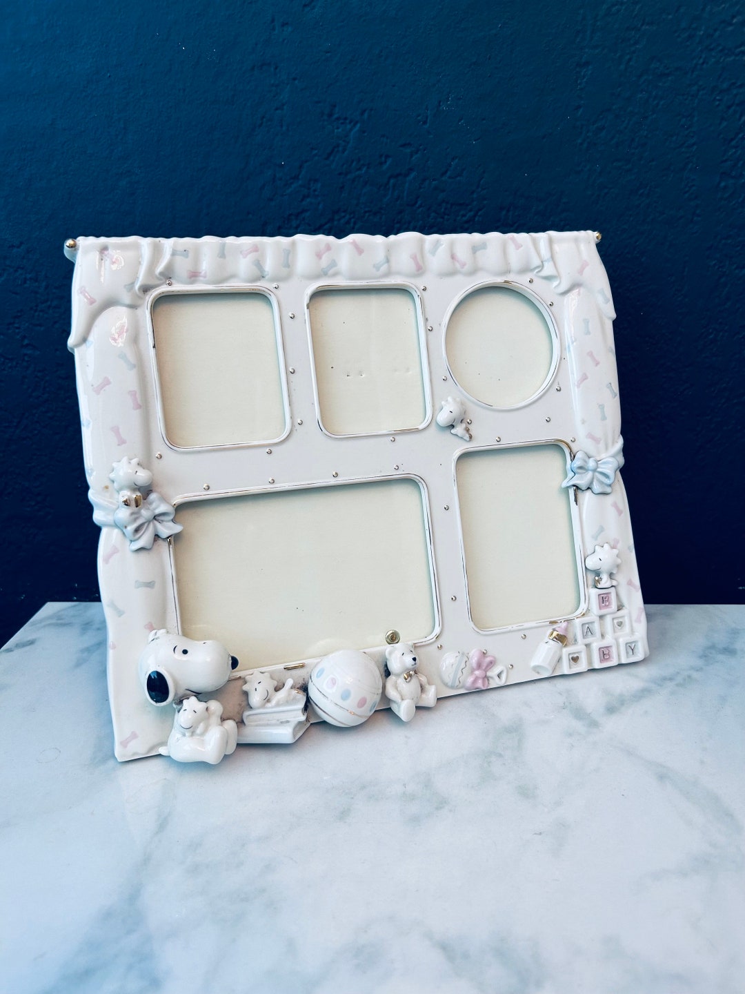 Baby Snoopy by Lenox Collage Picture Photo Frame 8 X 10 Porcelain Gold ...