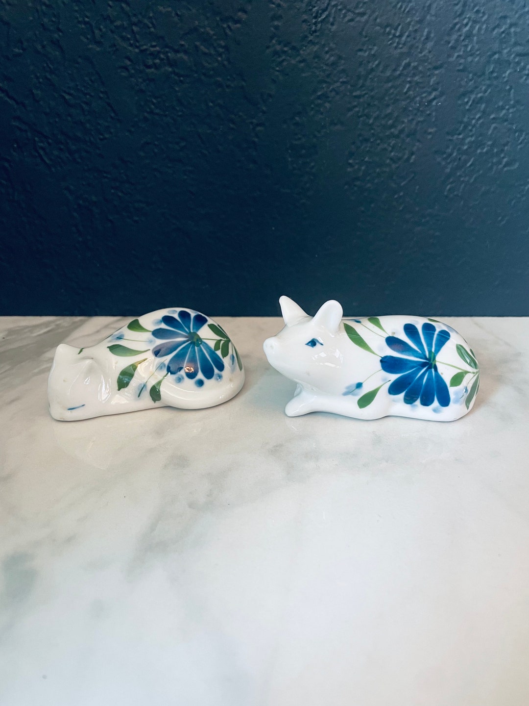 Dansk Porcelain Sage Song Pig and Cat 3” Length - Etsy