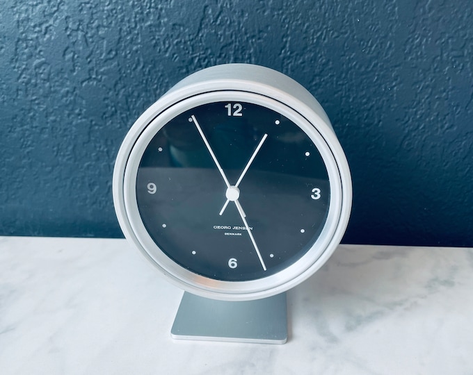 Georg Jensen Design Denmark Clock Rare Jorgen Moller 5.5” H Brushed ...