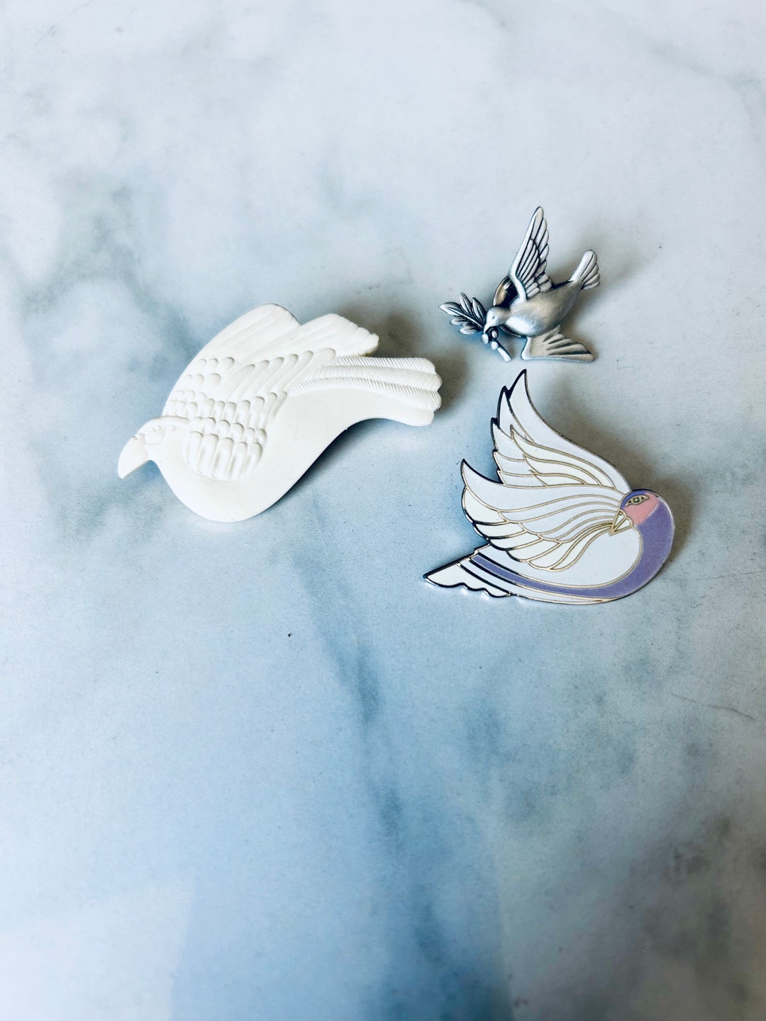 Laurel Burch Pin Lot Swam Celan and Dove Brooch 80s and JJ Dove Pin - Etsy