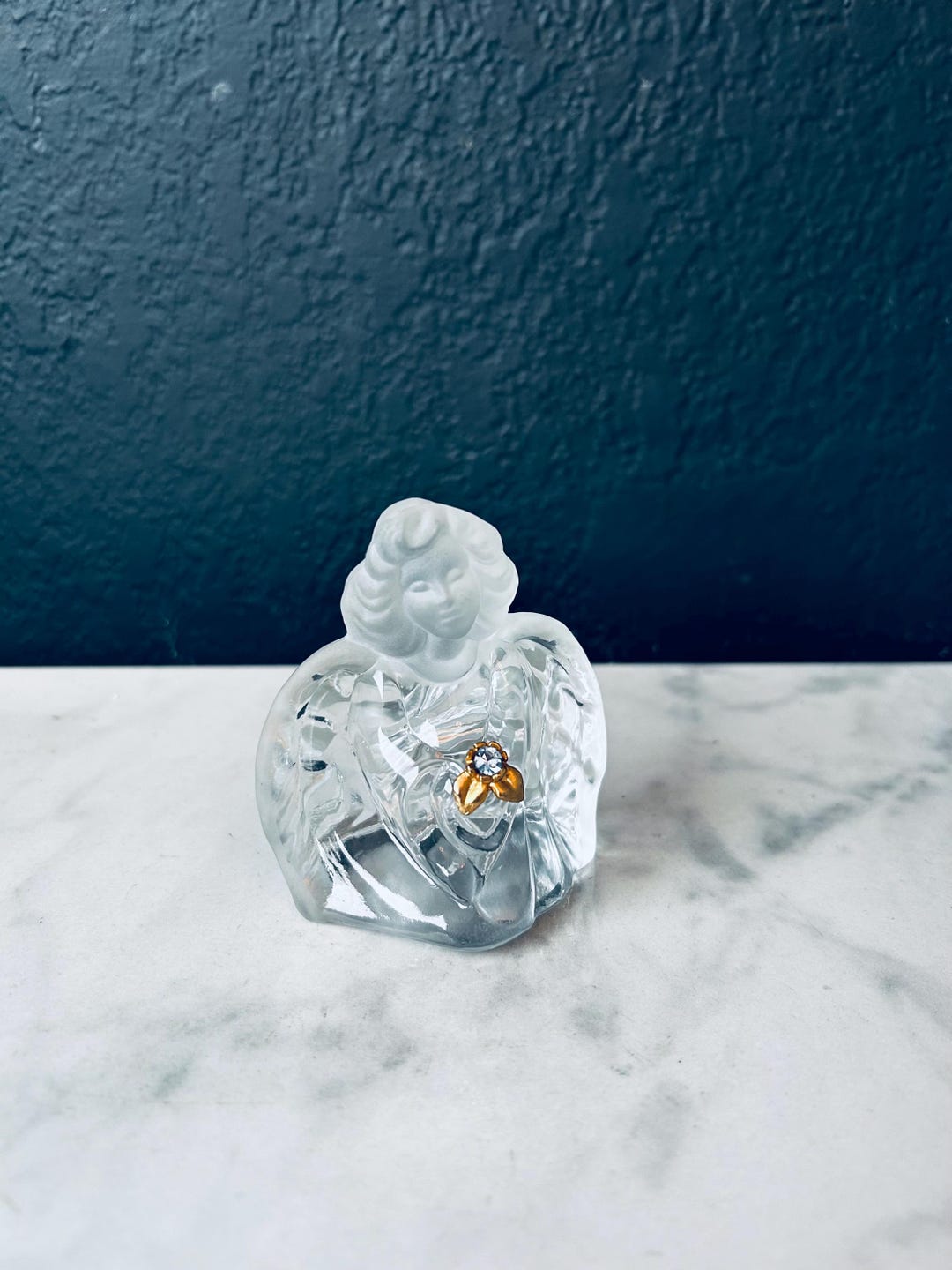 Fenton March Birthstone Angel Diamond Figurine Clear & Frosted W ...