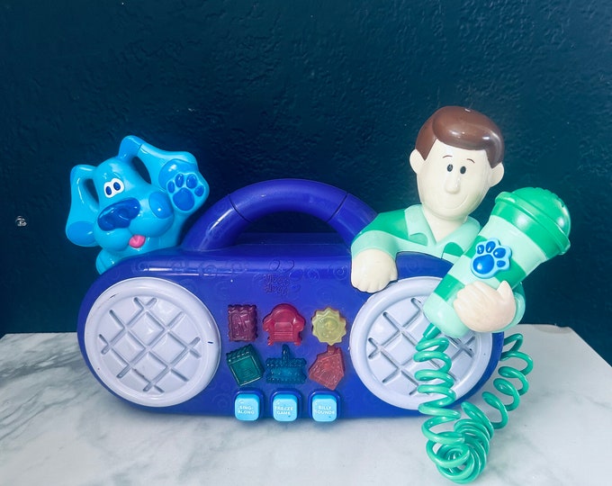 Blue's Clues Steve & Blue Sing Along Radio Boombox Karaoke 1999 Mattel ...