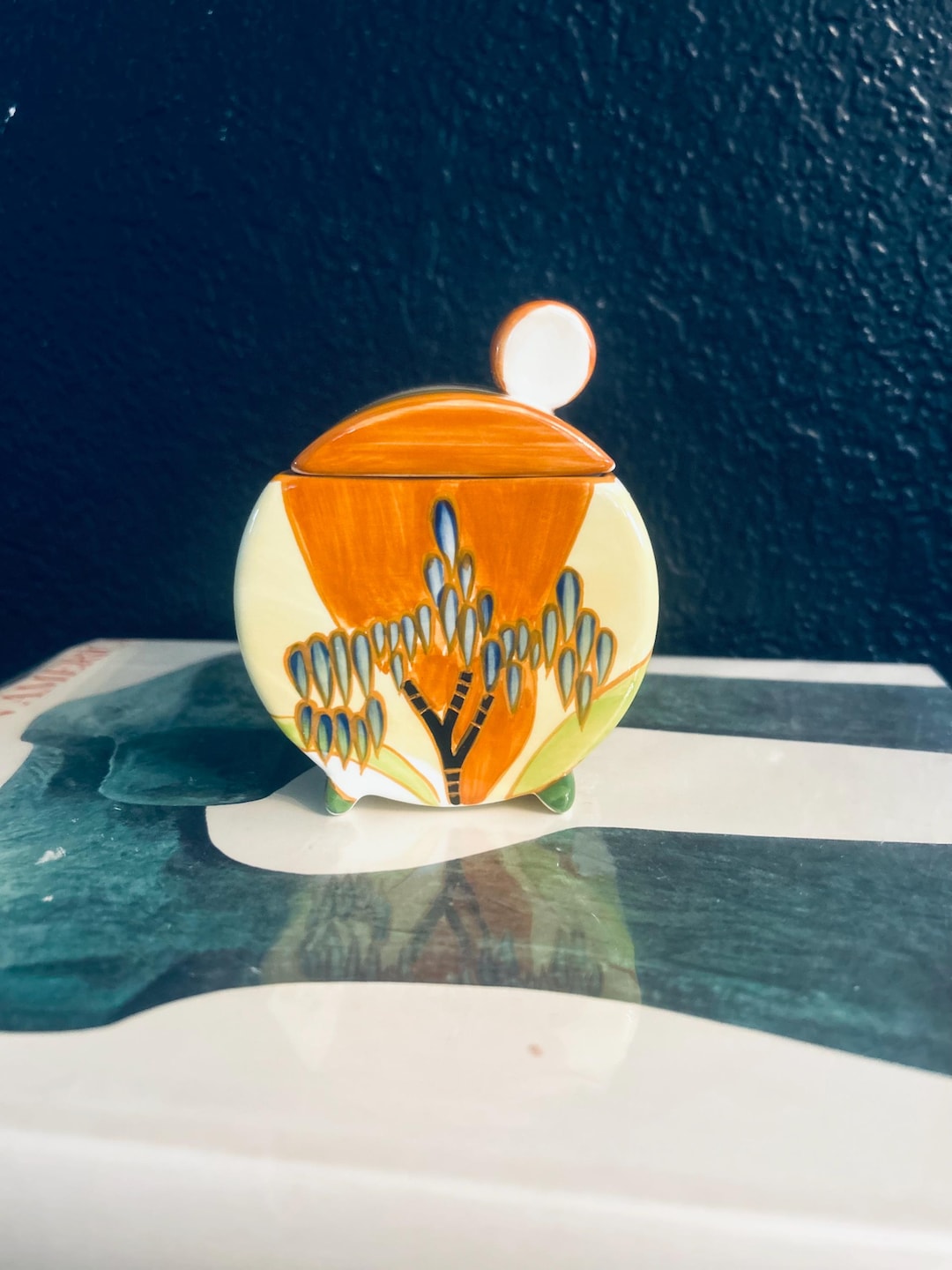 Clarice Cliff Bizarre Museum of Modern Art Art Deco Sugar Jam Jar 1993 ...