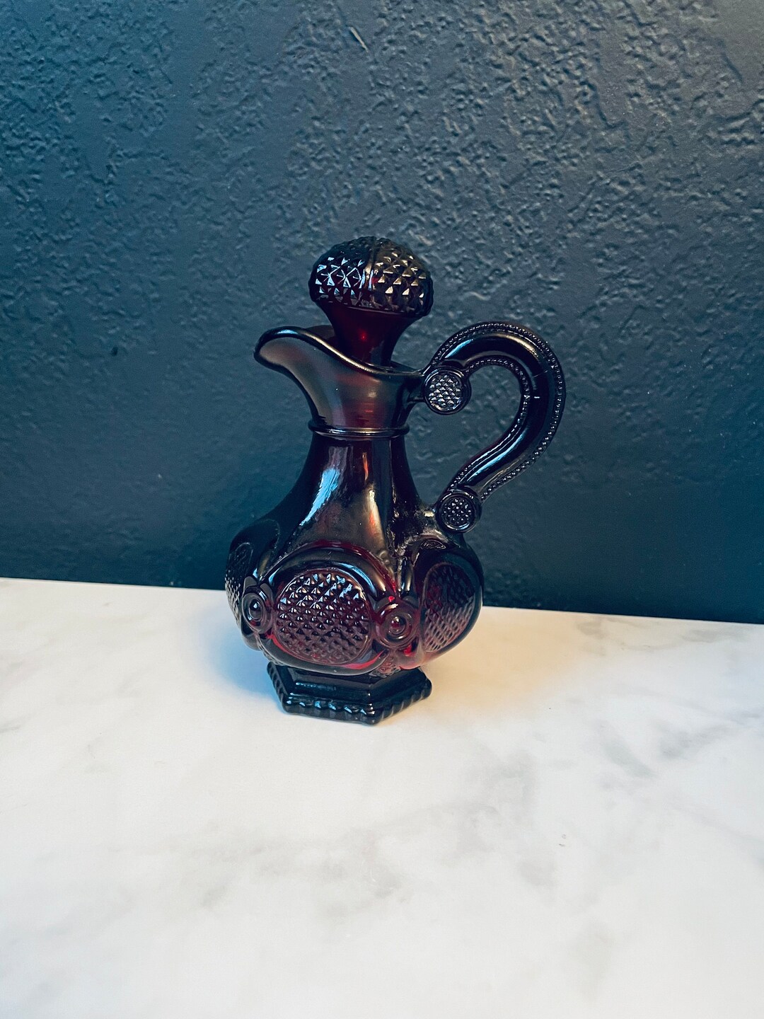 Avon Ruby Red Glass Bottle Pitcher With Stopper 6 H - Etsy