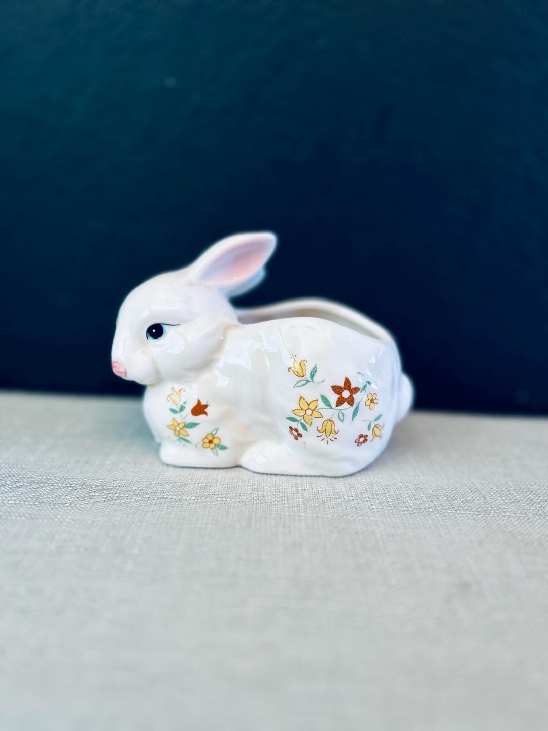 Inarco Bunny Rabbit Planter Candy Dish Figurine With Flower Flowers - Etsy