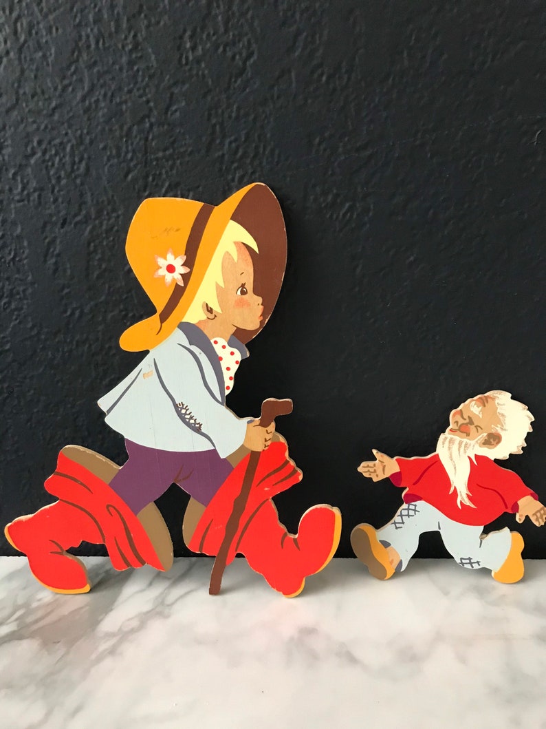 Mertens Kunst 1968 W Germany Wooden Wall Decor Dwarf N 16 and 17 Alfred ...