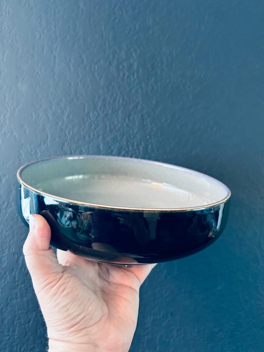 Denby Storm Pasta Bowl Black Grey England 9.5” Weighs Almost 3 Lbs ...