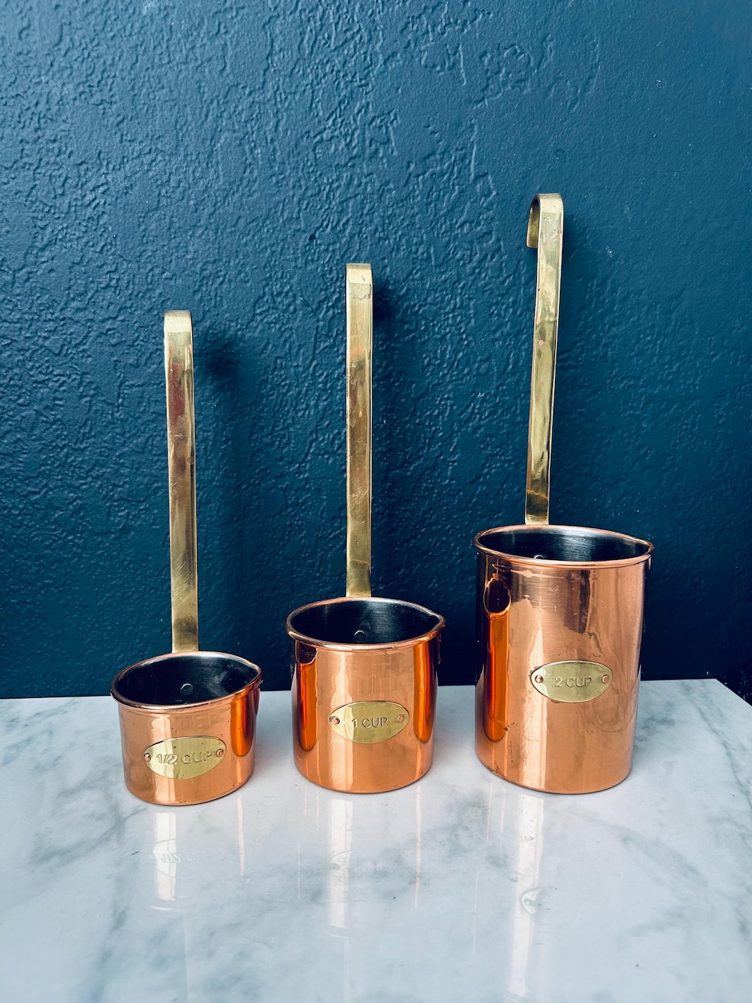 Copper Measuring Cup Set of 3 With Brass Handles for Hanging - Etsy