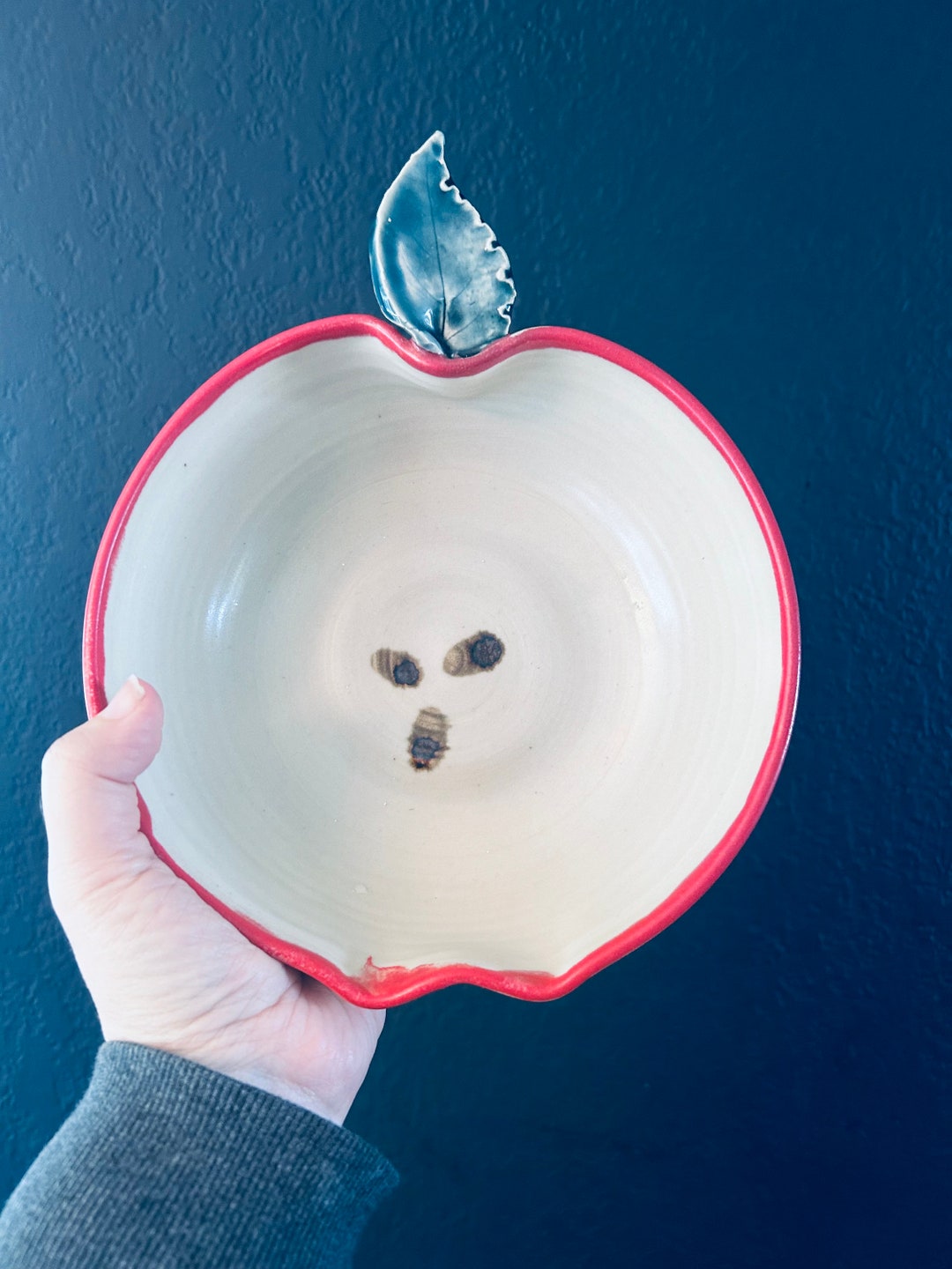 Stoneware Apple Bowl Signed Handmade Pottery Studio Art - Etsy