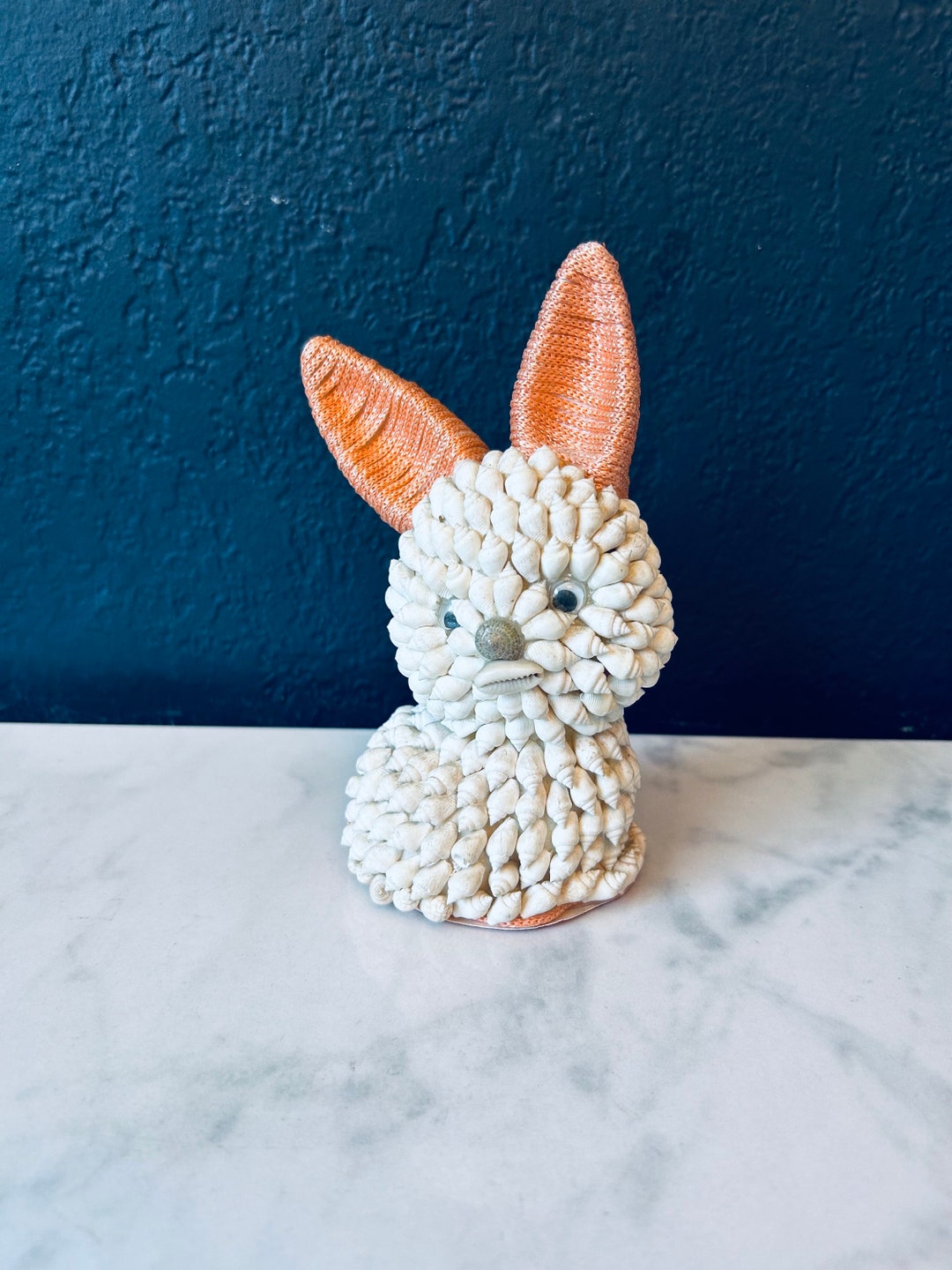 Shell Encrusted Bunny Rabbit Figure Made in the Philippines 70s Trumpet ...