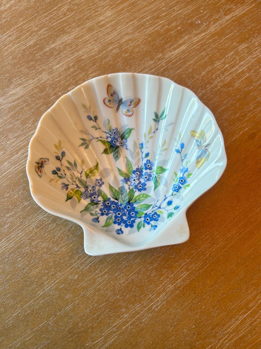 Limoges France Shell Tray Butterfly Flower Dish Trinket Ring Forget Me ...