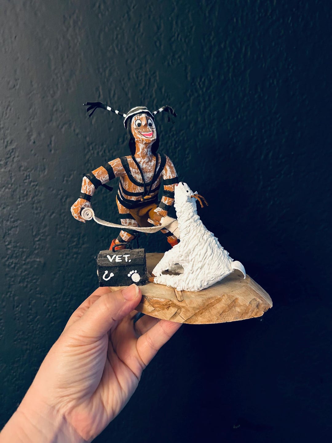 Hopi Koshare Clown Vet Figurine Native American Folk Art Wooden Carving ...