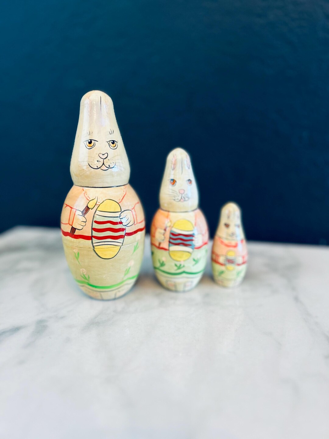 Wooden Bunny Nesting Dolls Set 3 Matryoshka Russian Easter Rabbit - Etsy