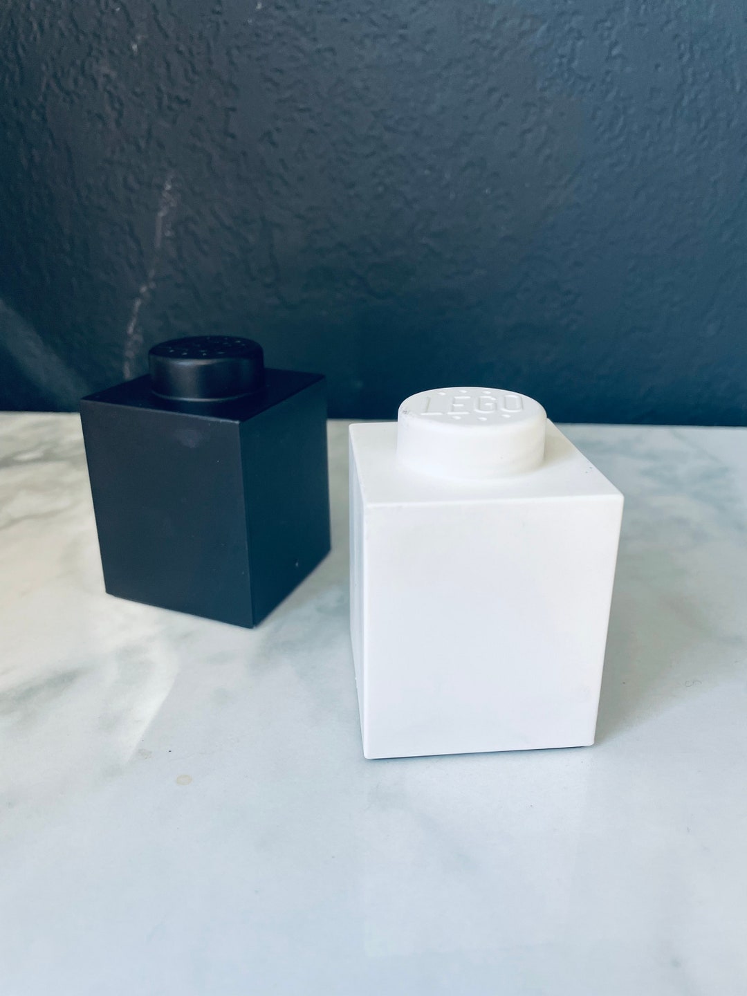 Lego Salt and Pepper Shakers Black and White 2.5 H - Etsy