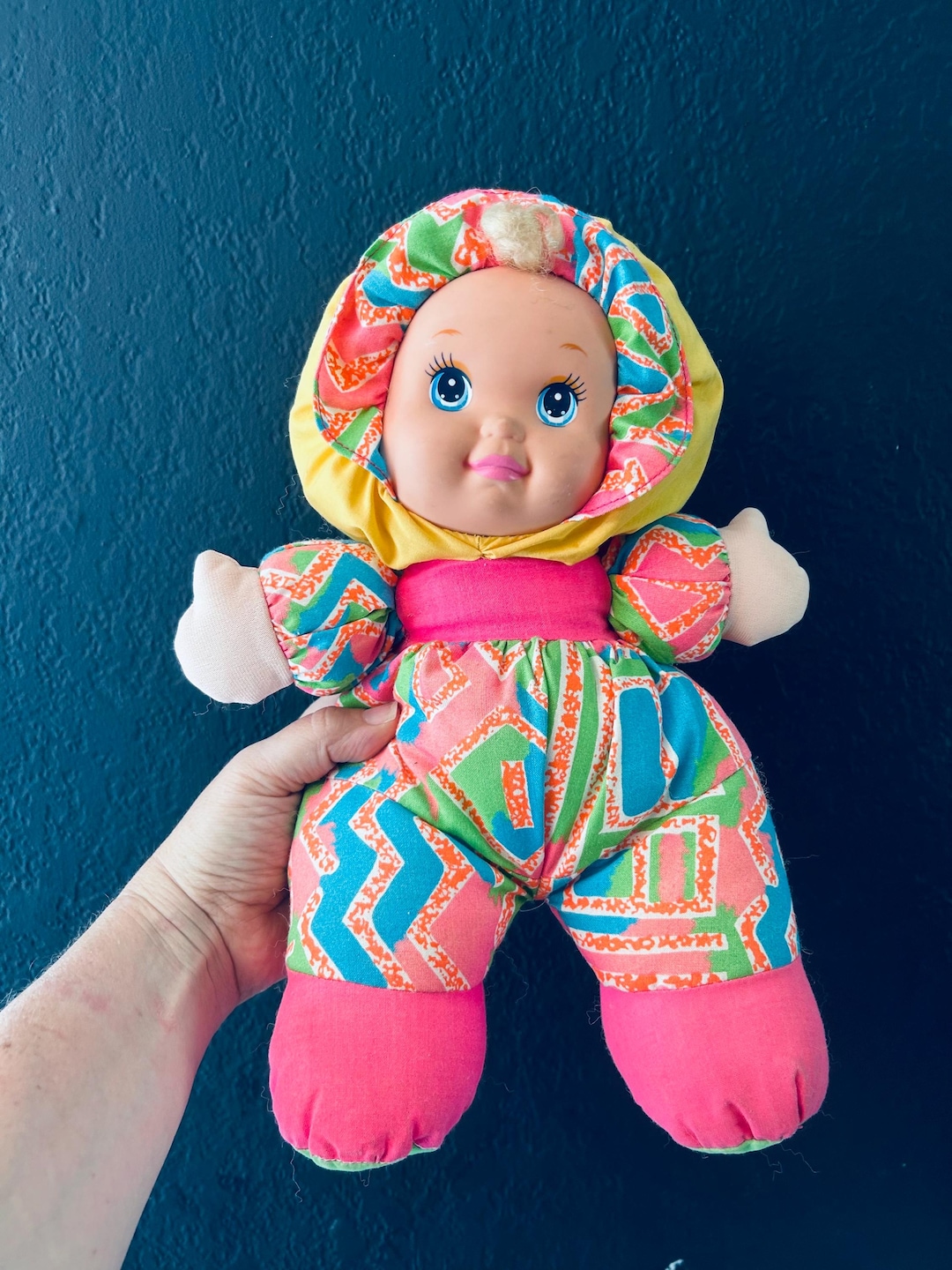 Mattel Loveable Babies 14” Neon Plush Doll Vinyl Face - Etsy