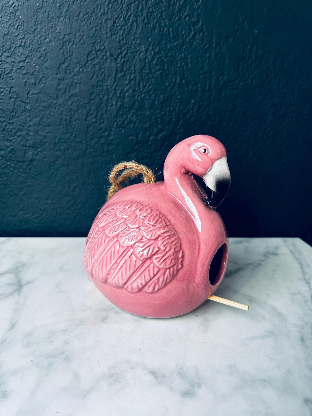 Flamingo Ceramic Birdhouse Birds Garden Outdoors - Etsy