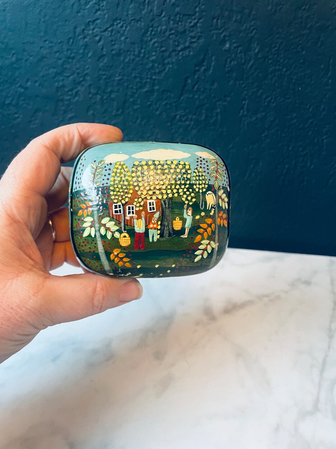 Gibson and Lane Folk Art Paper Mache Trinket Box Lemon Tree - Etsy