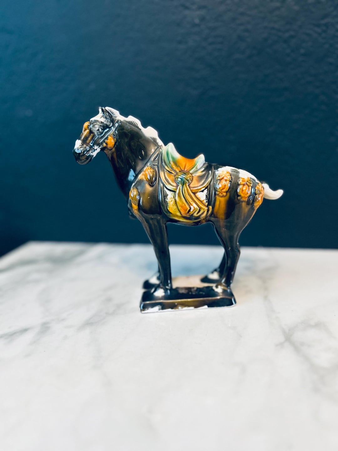 Tang Horse Figurine Sancai Drip Style Glaze Chinese China War Horse ...