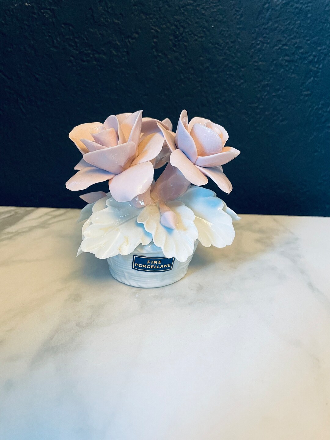 Capodimonte Porcelain Pink Rose Bouquet in Basket 4” Made in Italy - Etsy