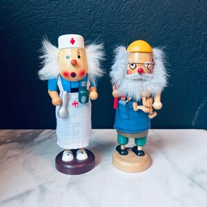 Wooden Nutcrackers Toy Maker and Nurse Pair 7 H - Etsy
