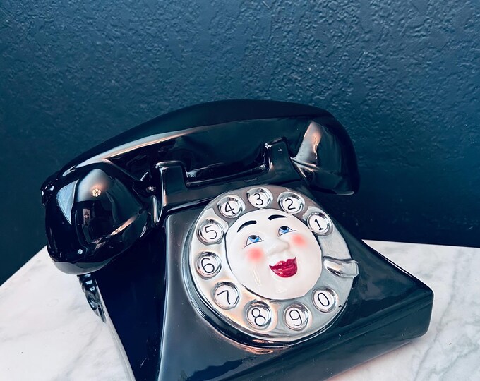 Clay Art Telephone Cookie Jar Party Line 1999 Rotary Phone - Etsy