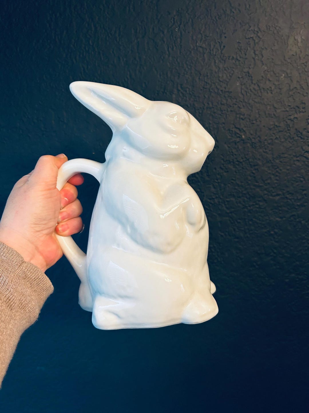Marsh Industries White Ceramic Figural Rabbit Pitcher 9" - Etsy