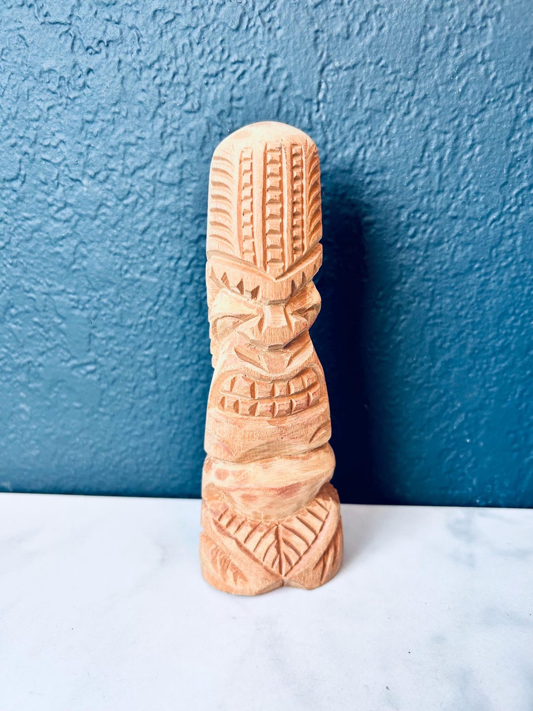 Tiki Hawaiian Statue Wood Hand Carved 6” H Folk Art Hand Made Hawaii - Etsy