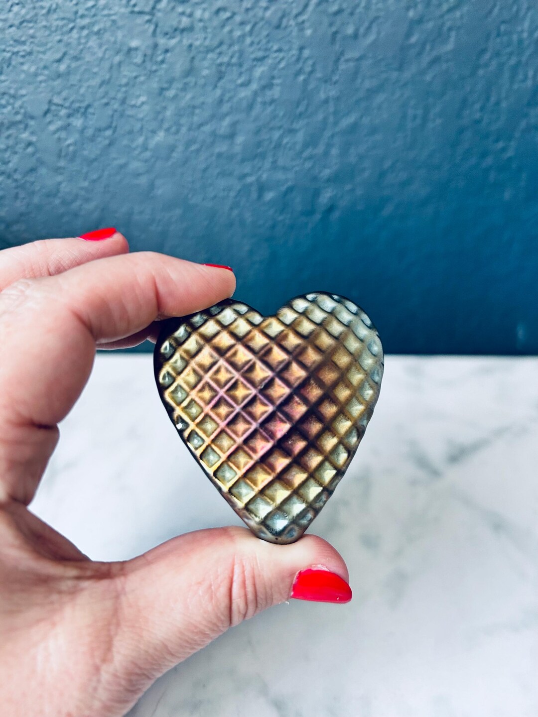 Robert Held Paperweight 2.6” H Iridescent Pink Heart, Signed by the ...