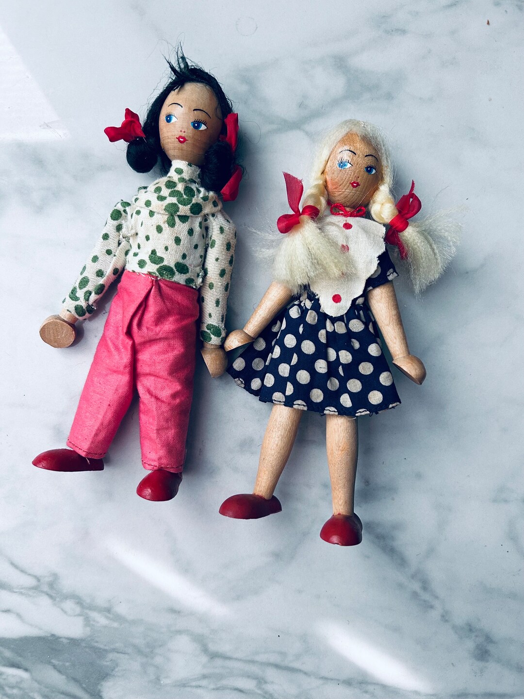 Joli Wooden Polish Peg Doll Pair Handmade in Poland 2 Dolls - Etsy