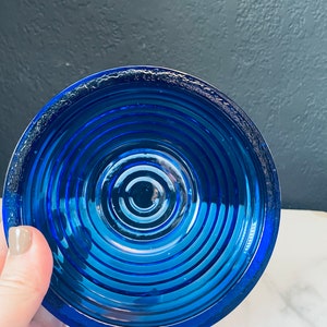 Blenko Style Cobalt Blue Ribbed Glass Bowl - Etsy