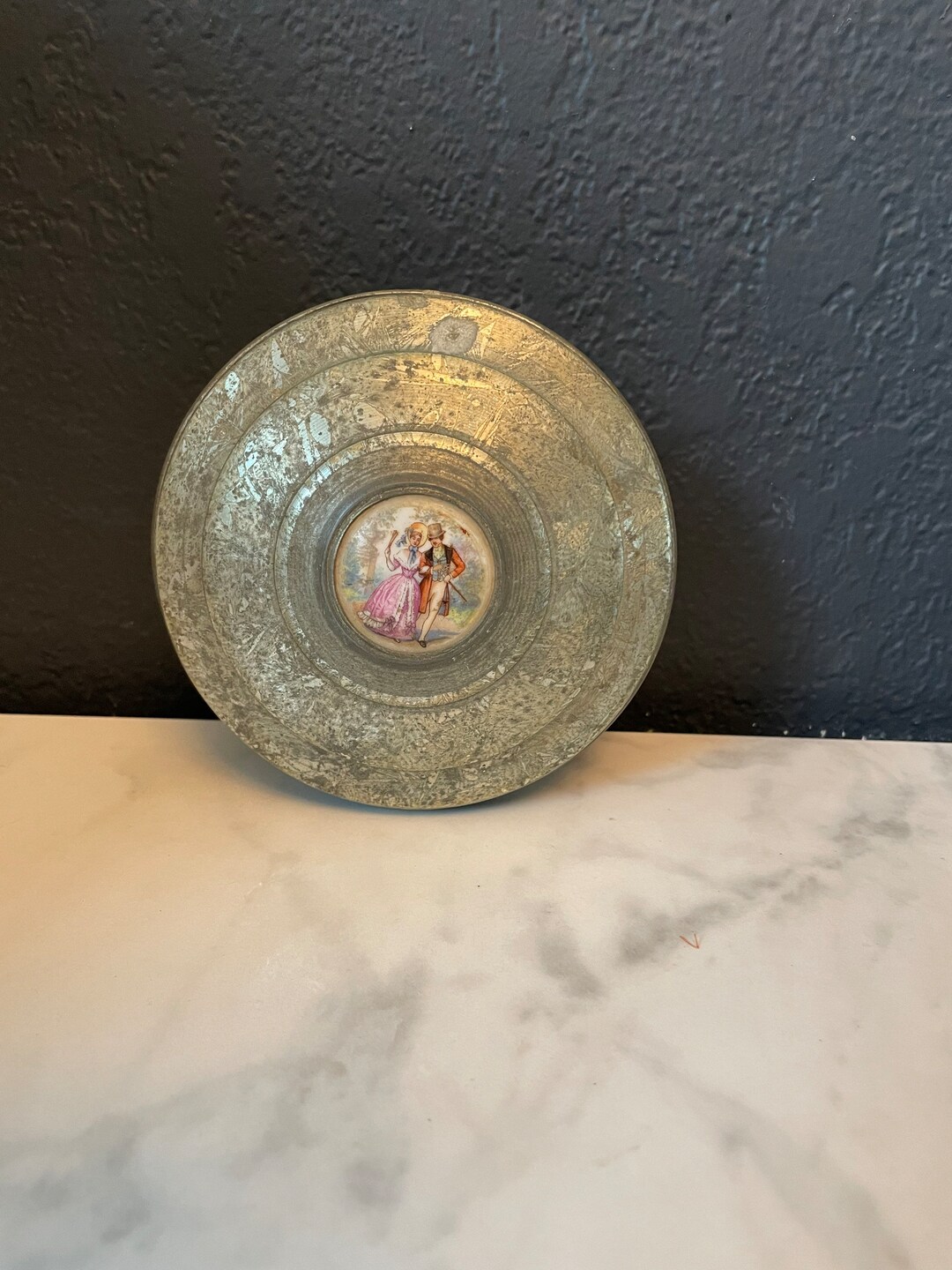 Powder Puff Metal Tin Vanity Trinket Box Victorian Romance - Etsy