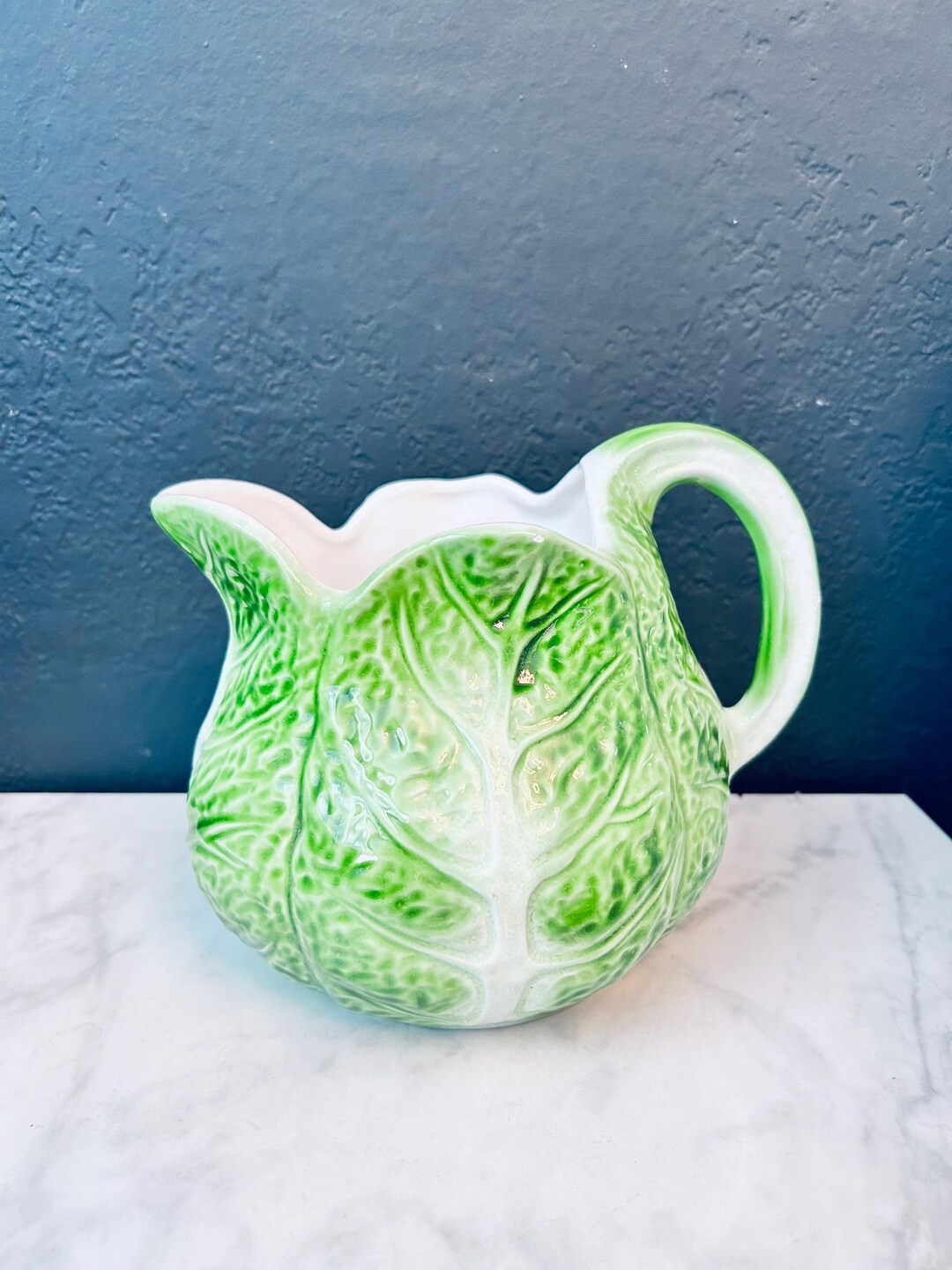 Italica ARS Cabbage Pottery Pitcher Hand Painted Italy Rare Find - Etsy