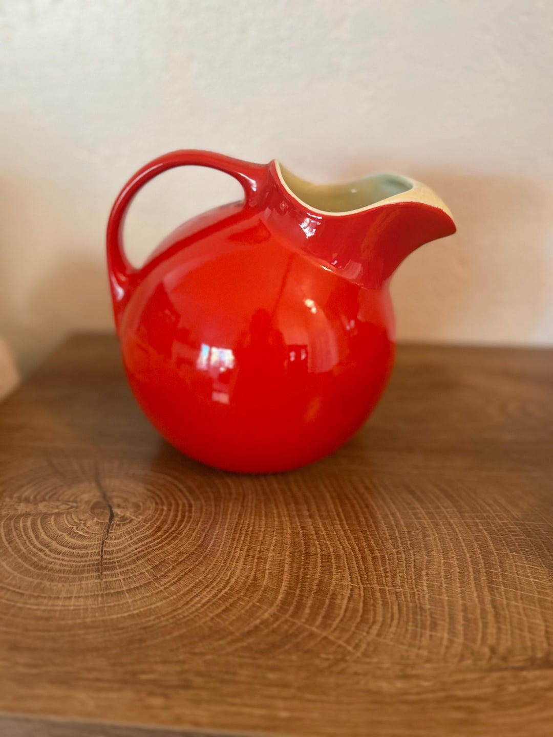 Halls 1950s Pottery Ball Jug Usa Red Ceramic Pitcher W Ice Lip EZ Pour ...