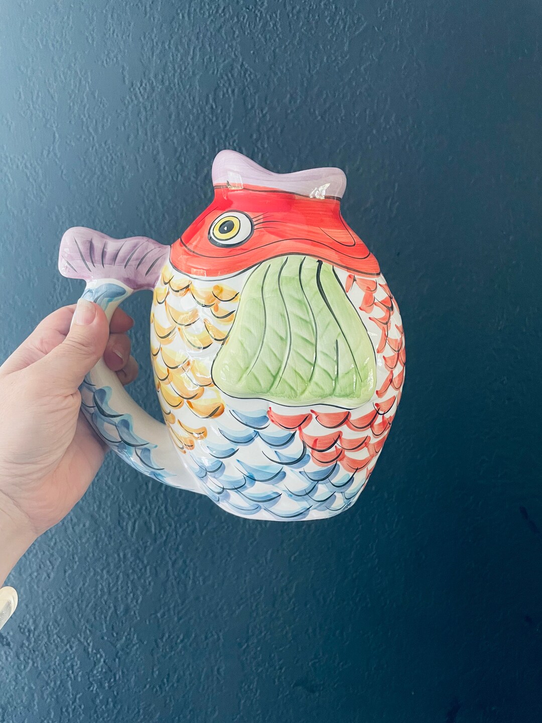 Goldfish Koi Ceramic Pitcher 8.5” H W C L - Etsy
