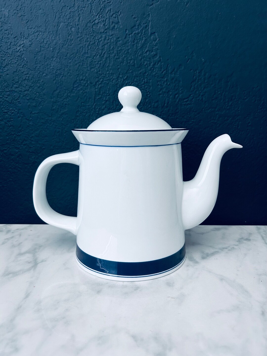 Dansk Concerto Allegro White Blue Coffee Tea Pot Int Design Teapot ...