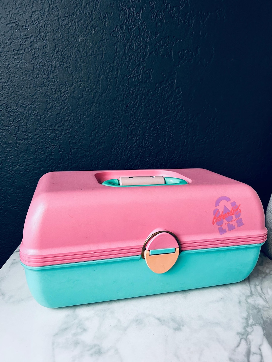Caboodles 80s Pink Teal Makeup Travel Plastic Case With Mirror Tray ...