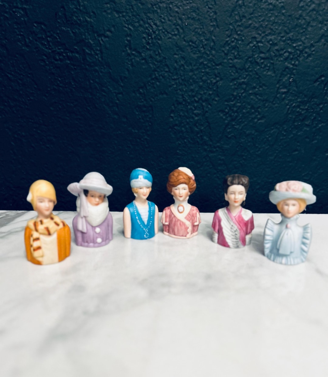 Avon Lady Head Thimbles Porcelain Doll American Fashion 6 Thimble Lot ...
